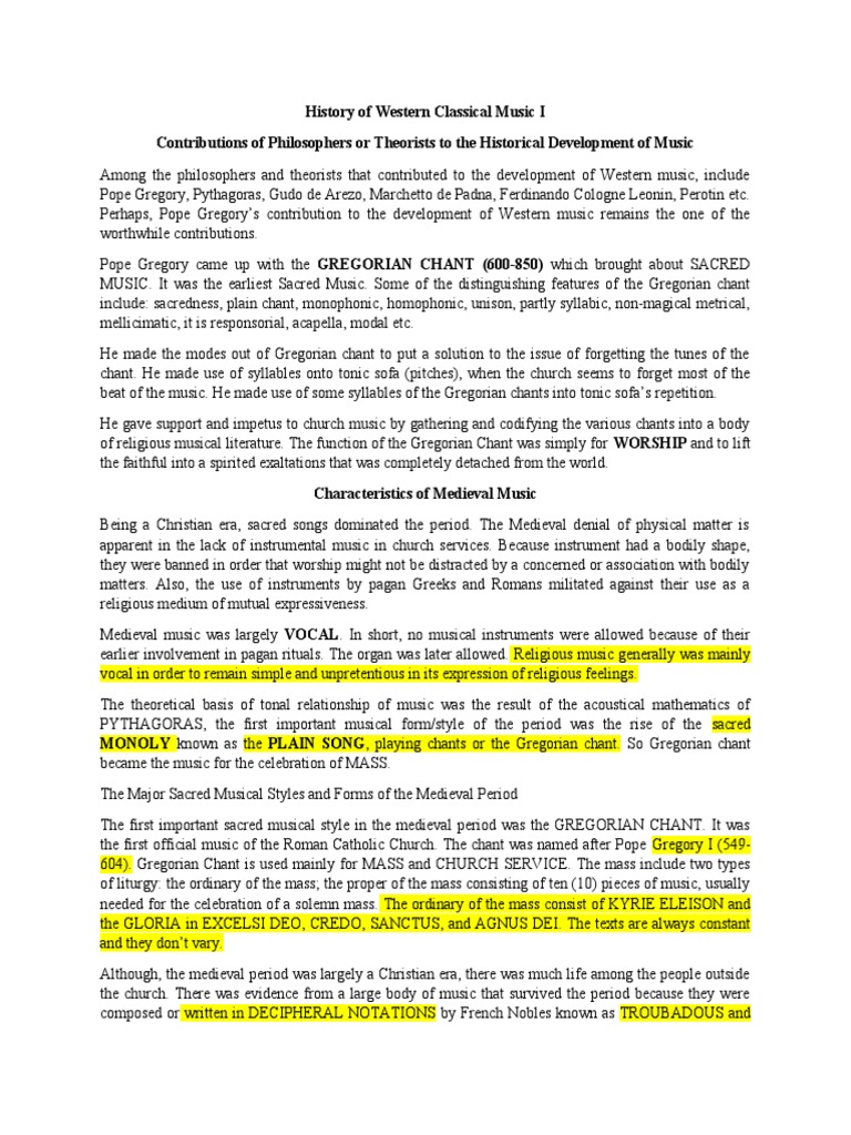 History of Western Classical Music I Contributions of Philosophers or ...