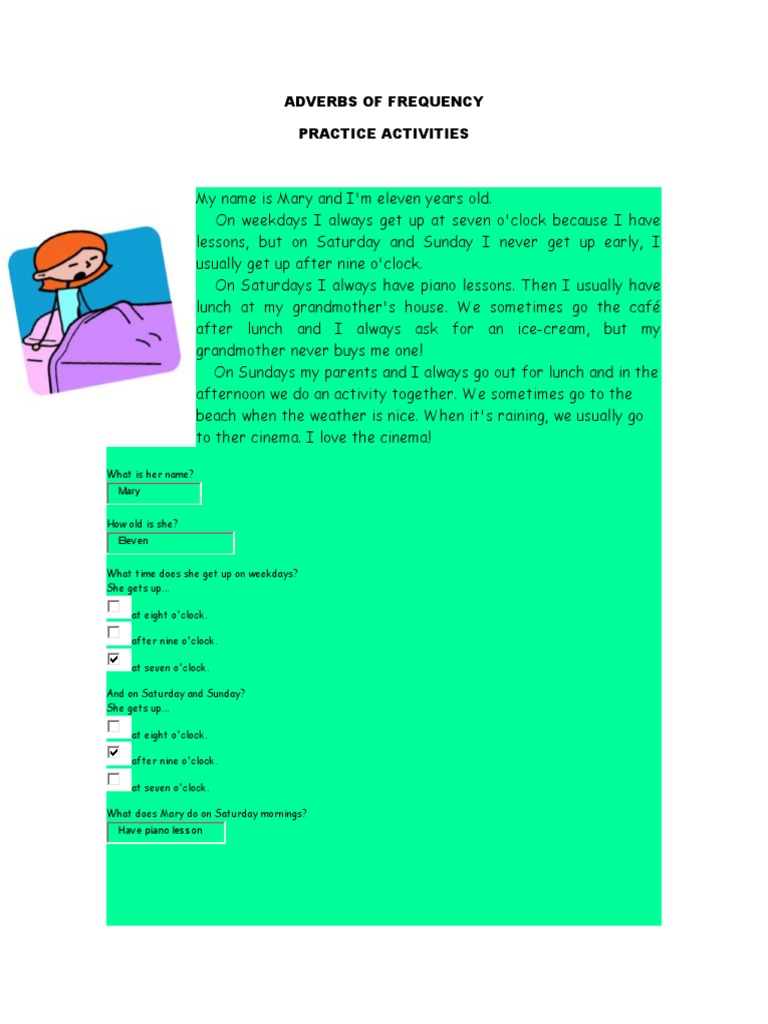 Adverbs of Frequency Practice Activities | PDF | Foods