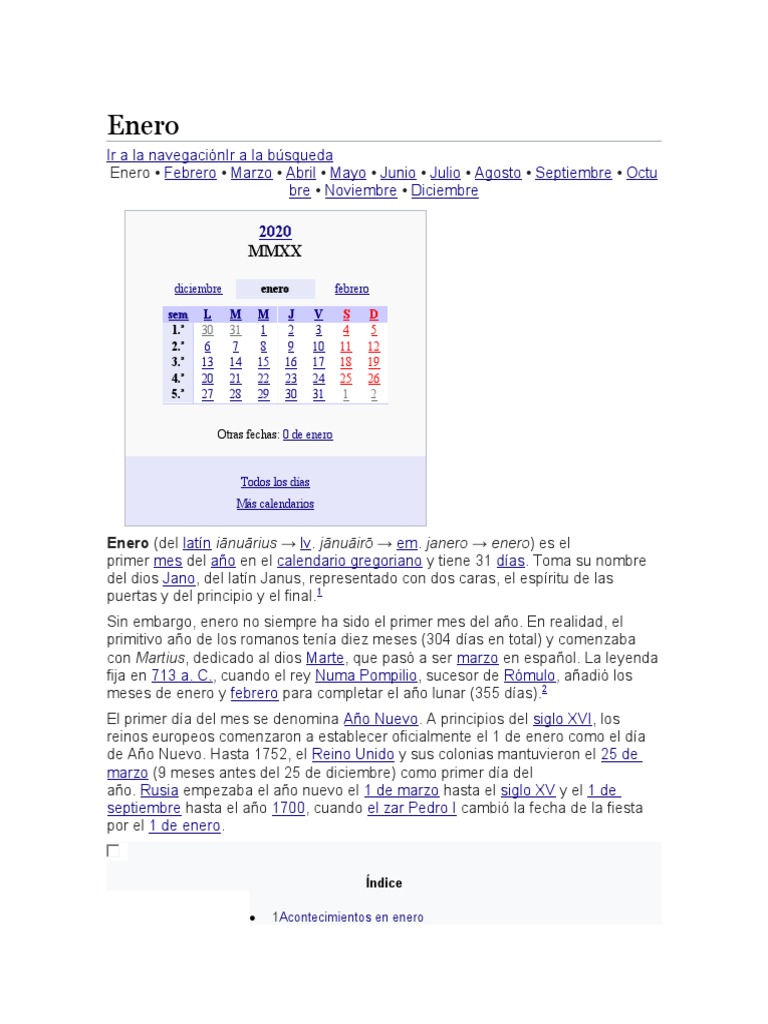 Enero | PDF | Calendario