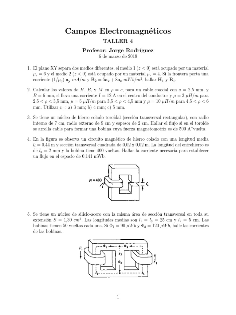 Taller 4 Campos Electromagn Ticos | PDF | Inductor | Ingenieria Eléctrica