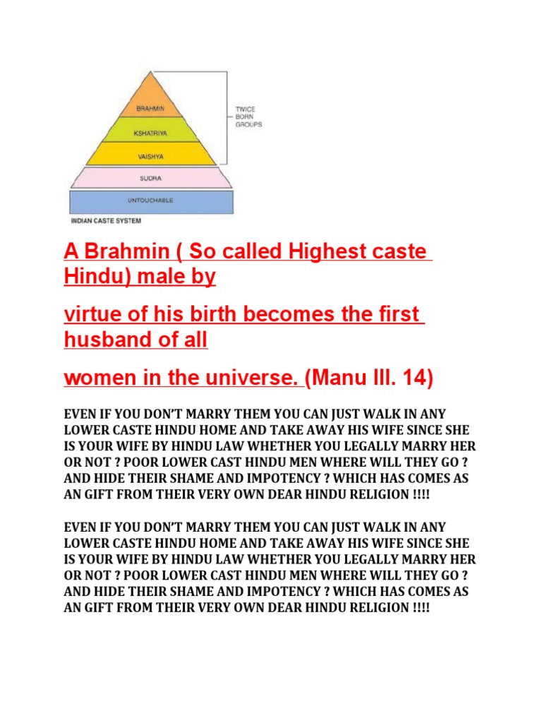 A Brahmin (So Called Highest Caste Hindu) Male by Virtue of His Birth ...