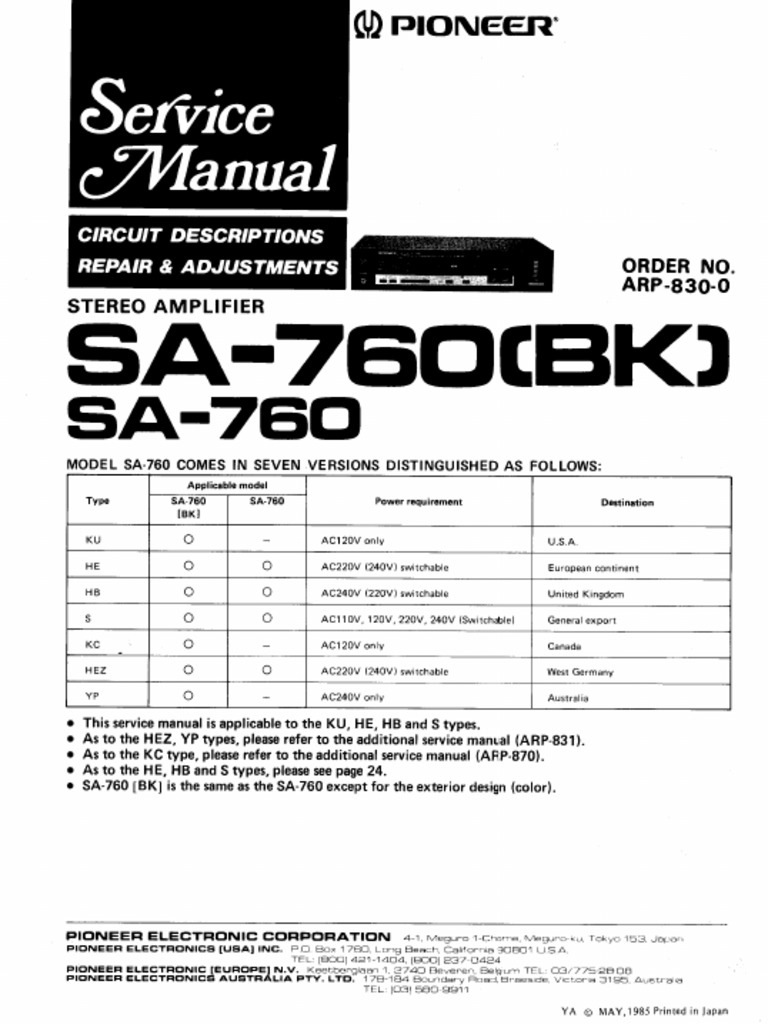 Pioneer Sa-760 760bk SM | PDF