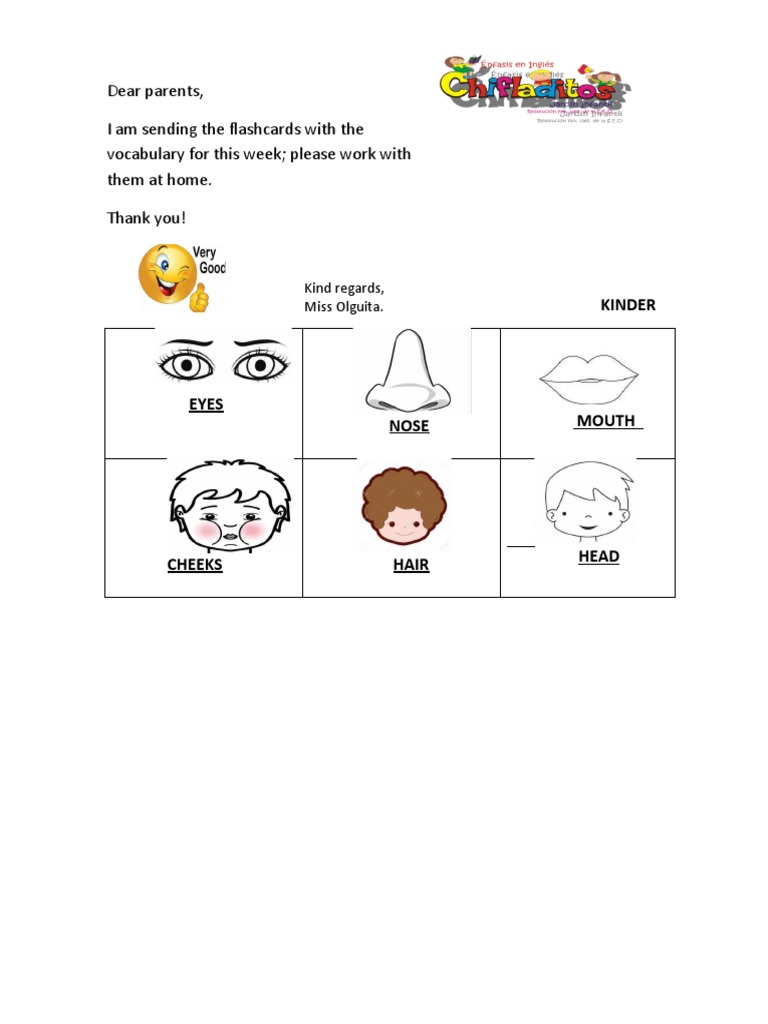 Dear Parents, I Am Sending The Flashcards With The Vocabulary For This ...