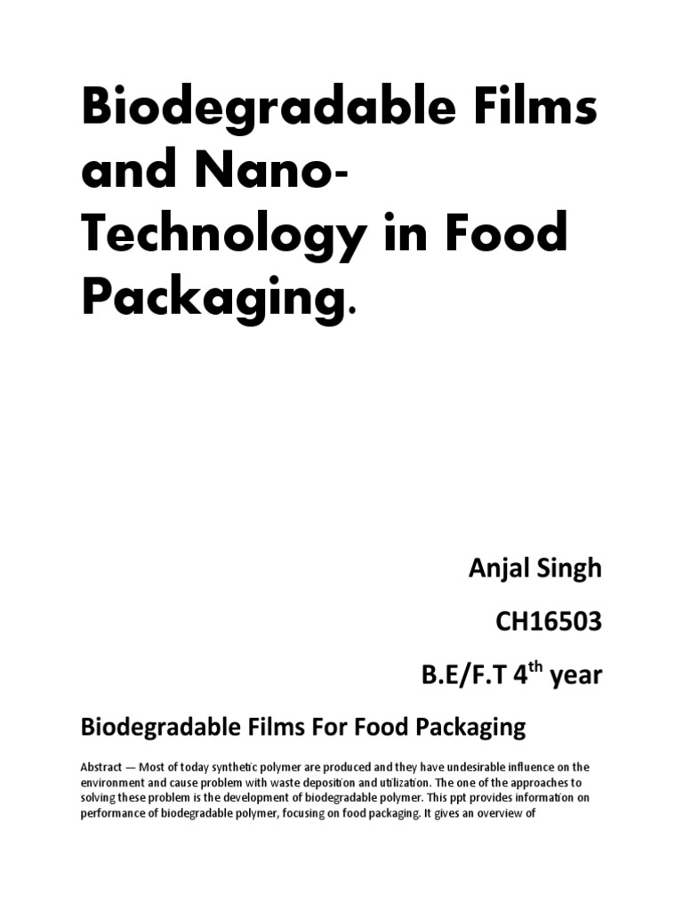 Biodegradable Films For Food Packaging | Download Free PDF ...