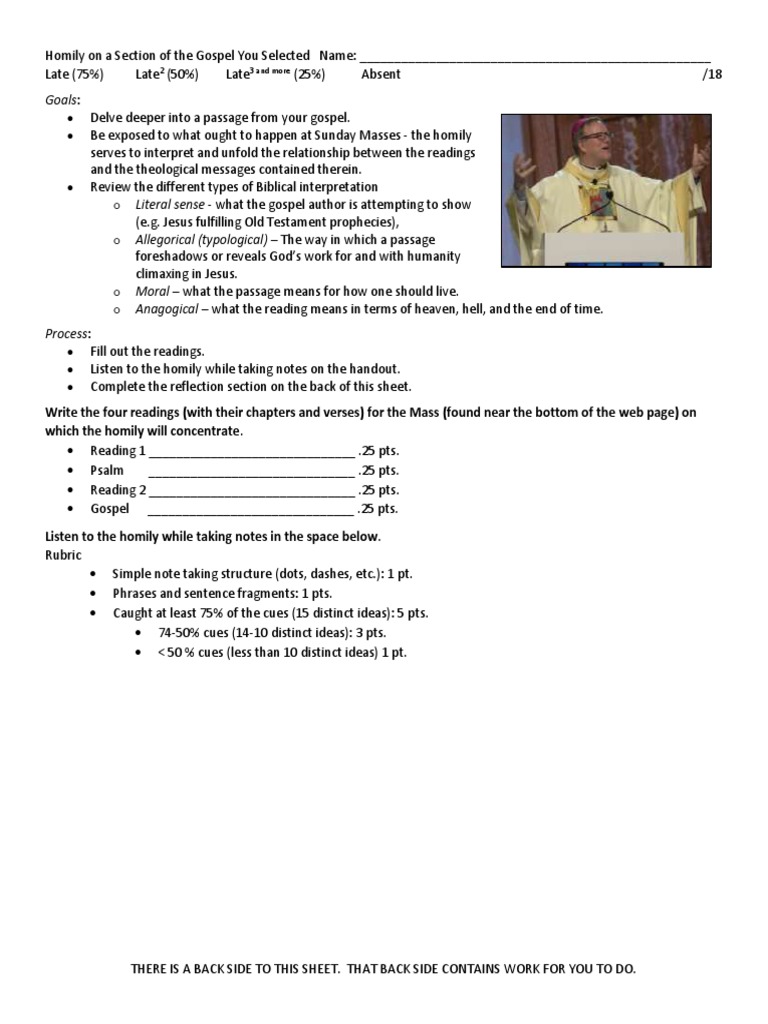 Gospel Homily Reflection Guide | PDF | Gospels | The Gospel