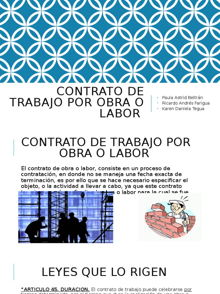 Diapositivas Contrato | PDF | Derecho laboral | Economias