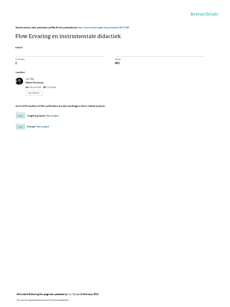 Flow Ervaring en Instrumentale Didactiek PDF | PDF