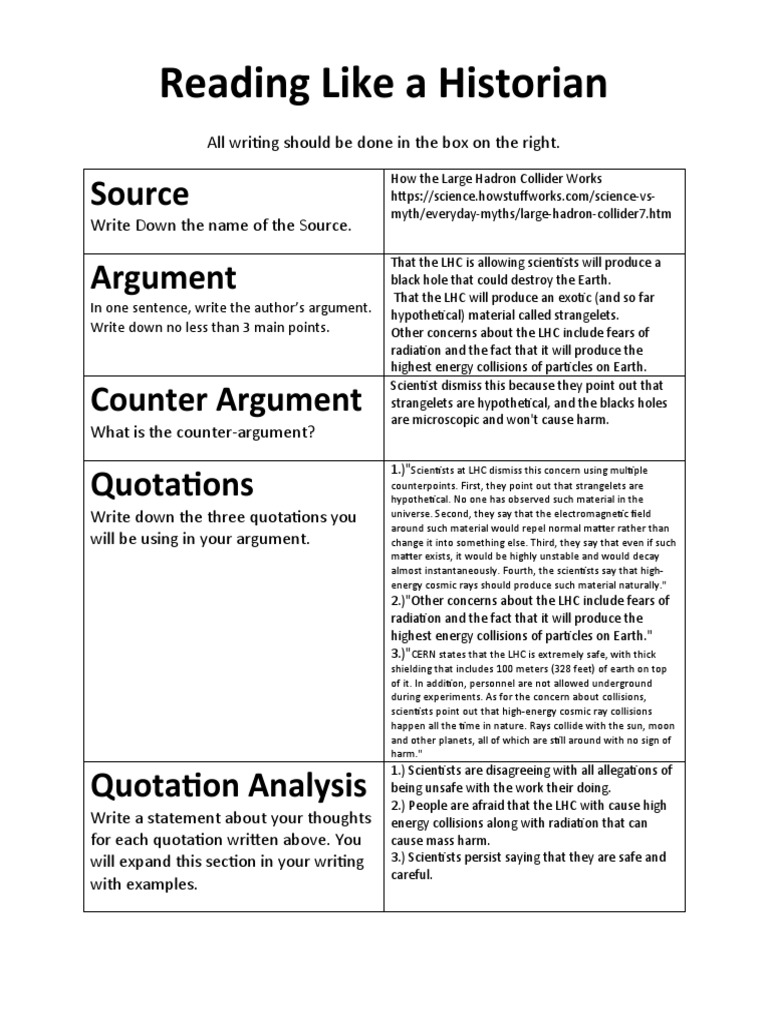 Reading Like A Historian Black Holes | Download Free PDF | Large Hadron ...