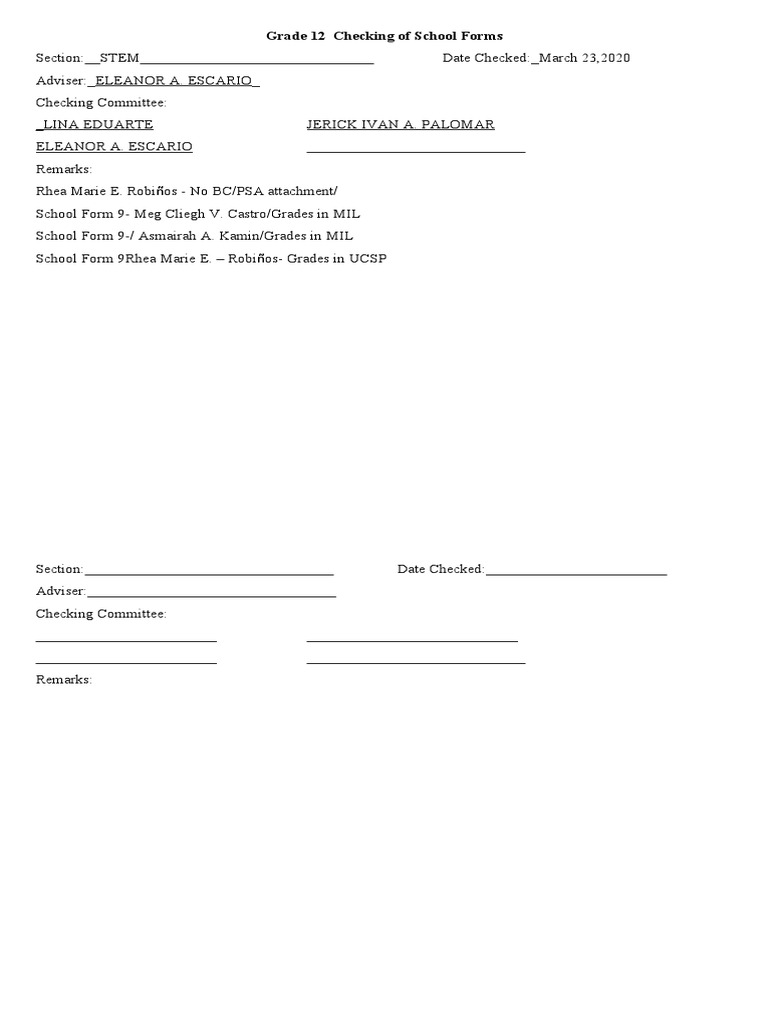 Checking of Records Remarks | PDF