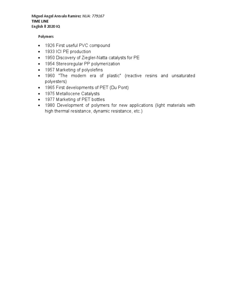 Evolution of Polymers Timeline | PDF