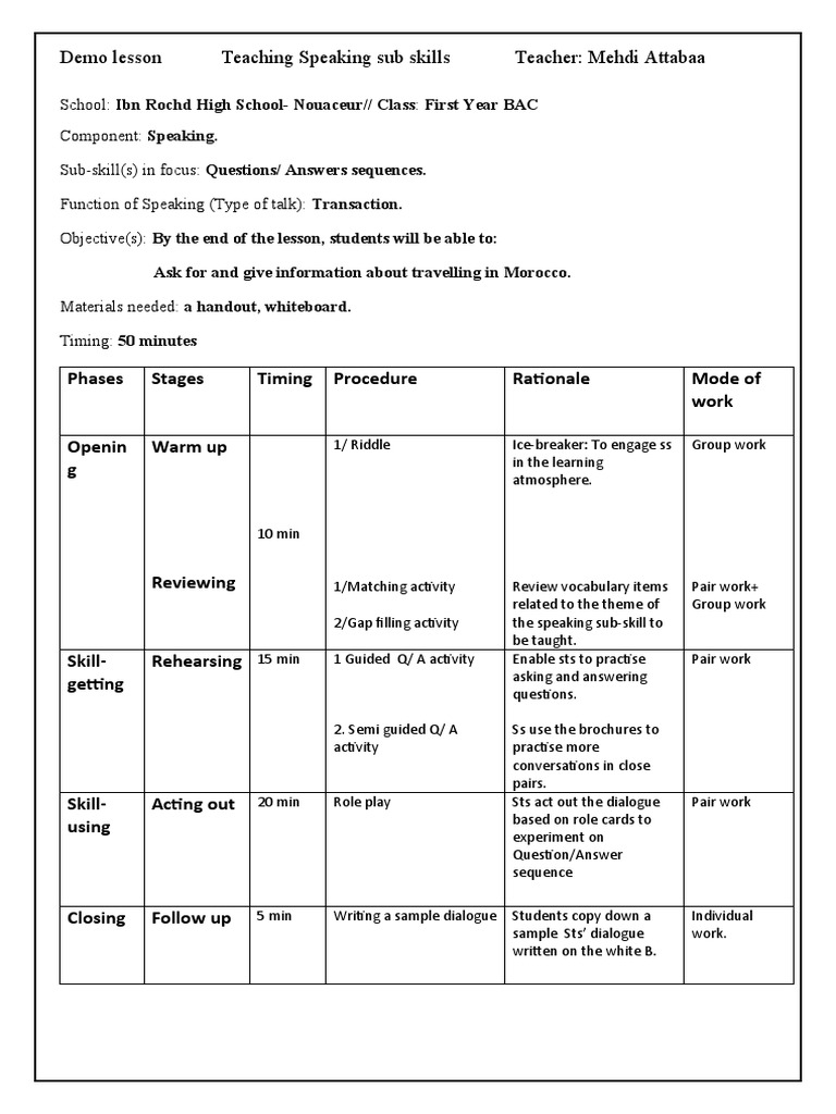 Demo Lesson - Docx Version 1 | PDF | Education Theory | Pedagogy