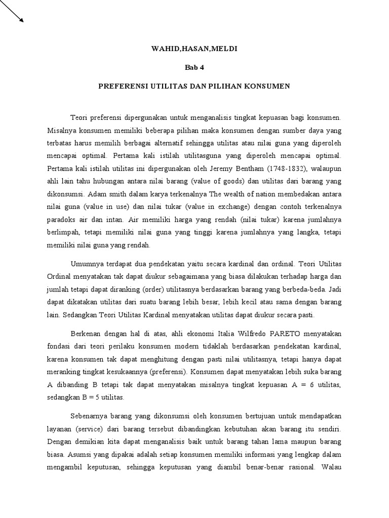 Preferensi Utilitas Dan Pilihan Konsumen | PDF