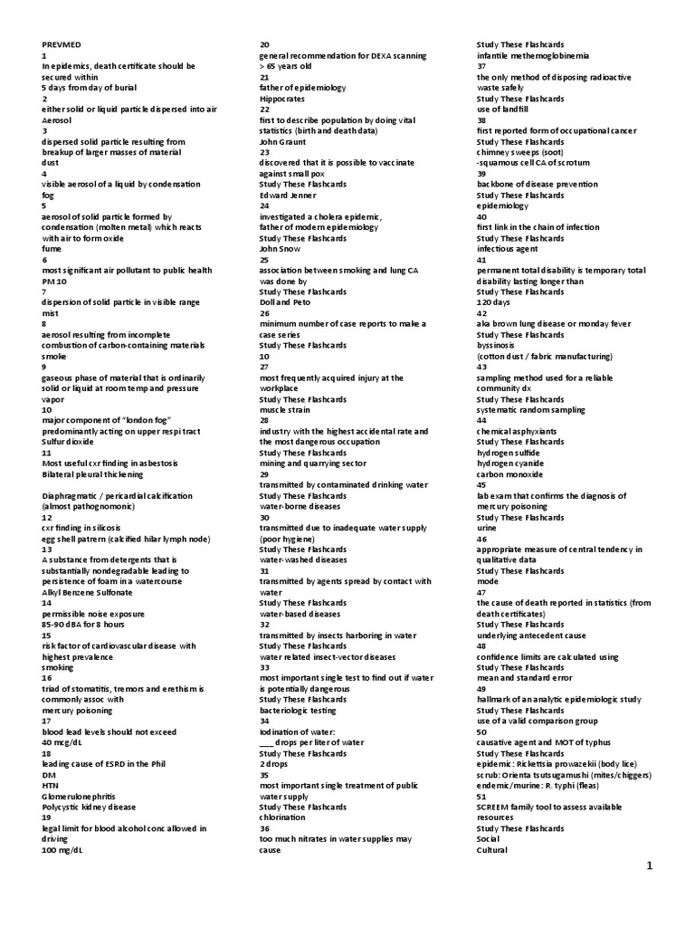 Preventive Medicine PLE Reviewer | PDF | Mortality Rate | Cohort Study