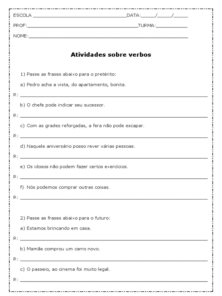 Atividades de Conjugação Verbal | PDF