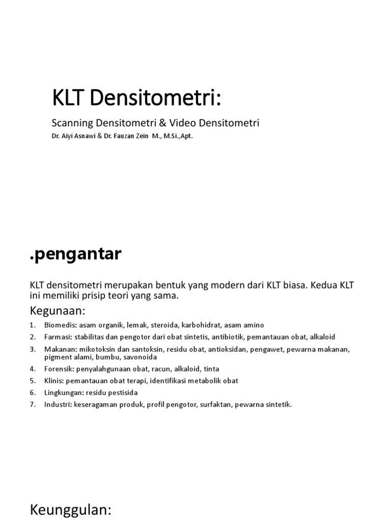 KLT Densitometri:: Scanning Densitometri & Video Densitometri | PDF | Teknologi & Rekayasa