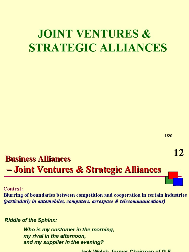 Joint Ventures and Strategic Alliances Guide | PDF | Joint Venture ...