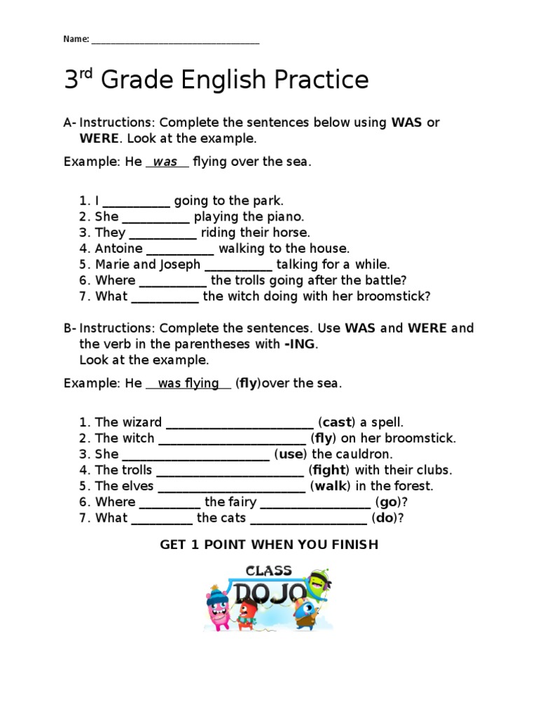 3rd Grade English Practice | PDF