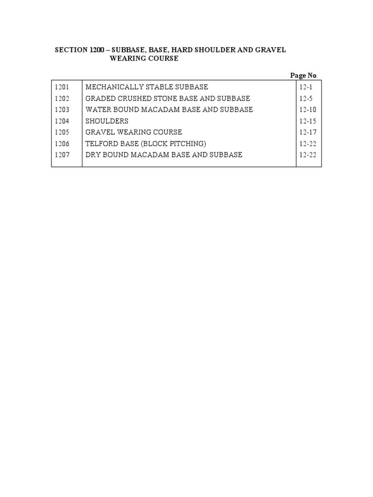 Section 1200 (Subbase, Base, Hard Shoulder and Gravel) | PDF | Road ...