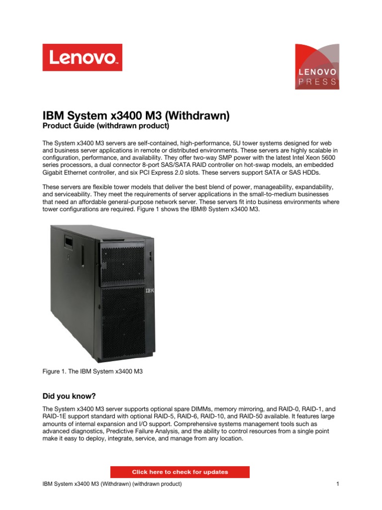 IBM System x3400 M3 (Withdrawn) : Product Guide (Withdrawn Product ...