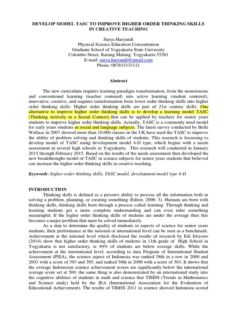 Tasc Learning Model | Download Free PDF | Educational Assessment | Learning