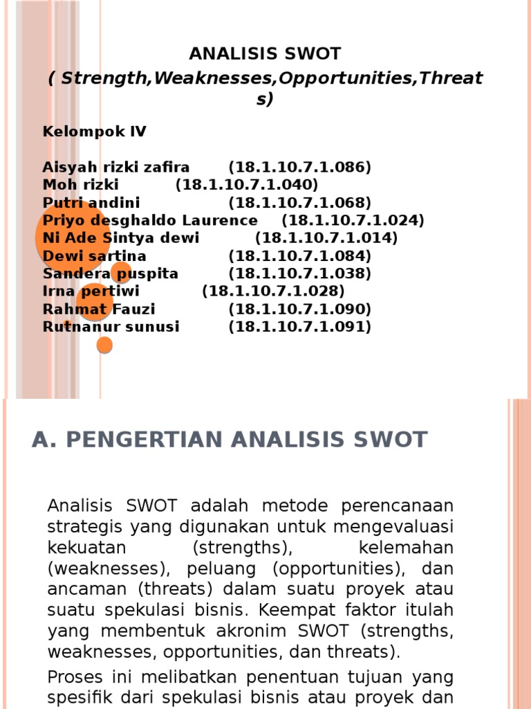 Analisis SWOT Kel. IV | PDF