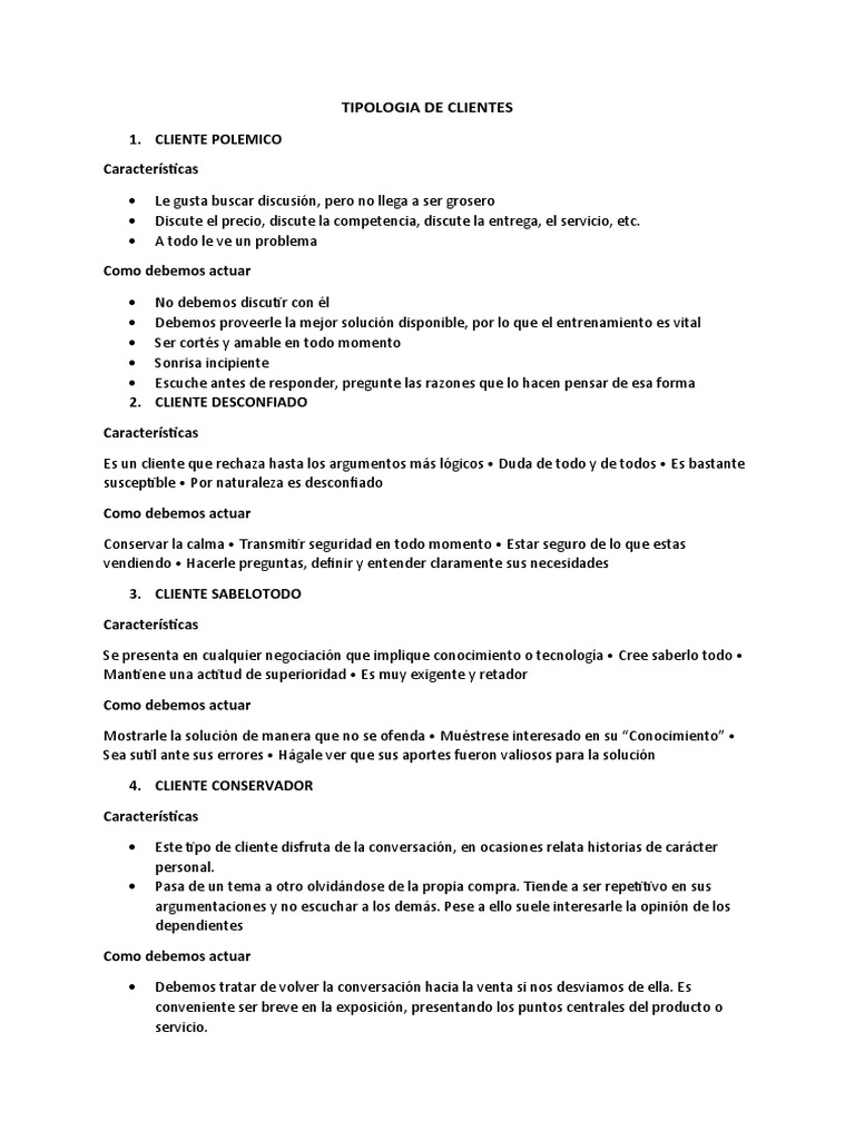 Tipos de Clientes y Cómo Atenderlos | PDF | Cliente | Actitud (psicología)