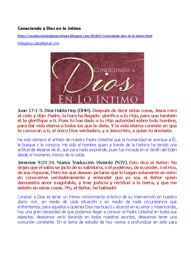 Conociendo A Dios en Lo Íntimo | PDF | Dios | Jesús