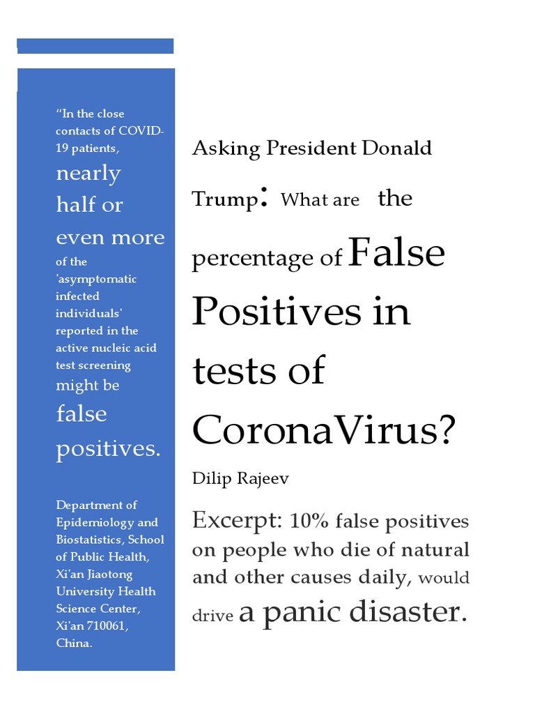 COVID-19 Testing: False Positive Rates Explained | PDF | Influenza ...