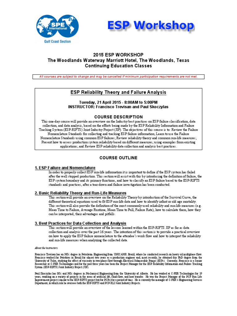 ESP Reliability Theory and Failure Analysis | PDF | Reliability ...