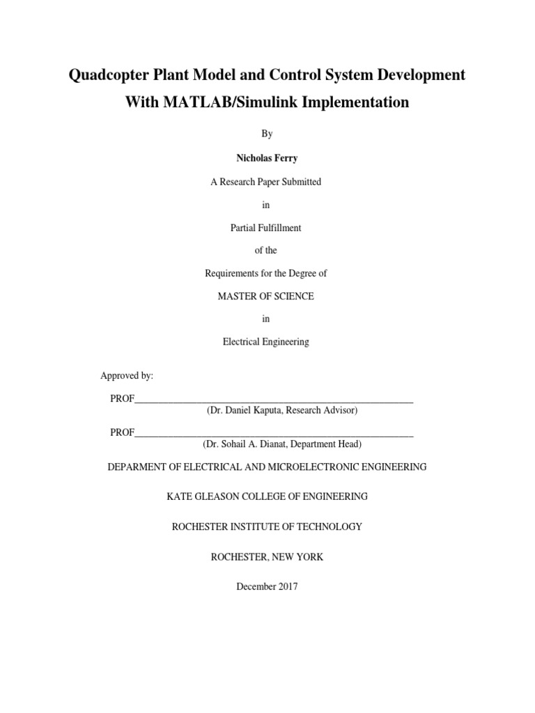 Quadcopter Plant Model and Control System Development With MATLAB ...