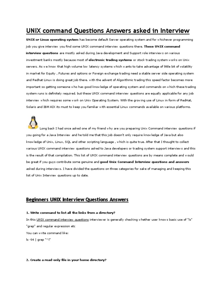 UNIX Command Questions Answers Asked in Interview | PDF | Zip (File Format) | Algorithmic Trading