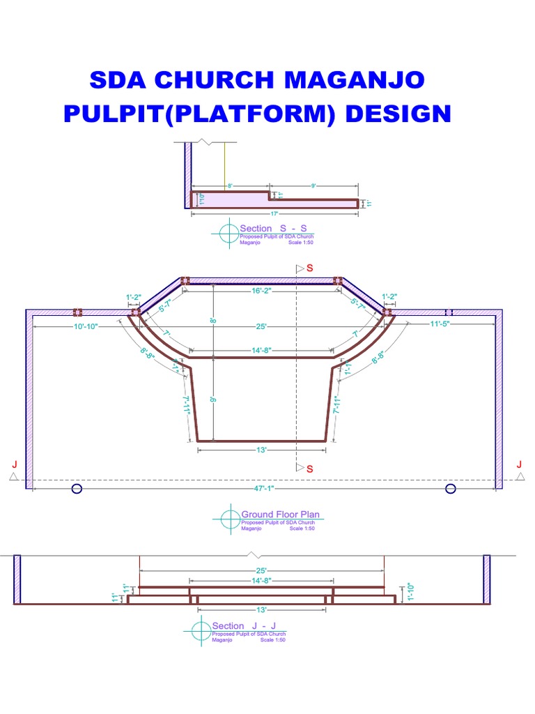 Sda Church Maganjo Pulpit (Platform) Design: Section S - S | PDF ...