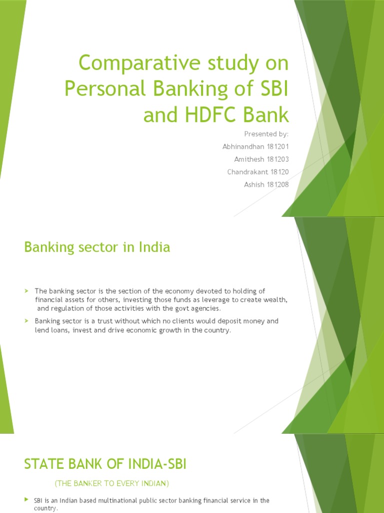 Comparative Study On Personal Banking of SBI and HDFC | PDF | Banks ...