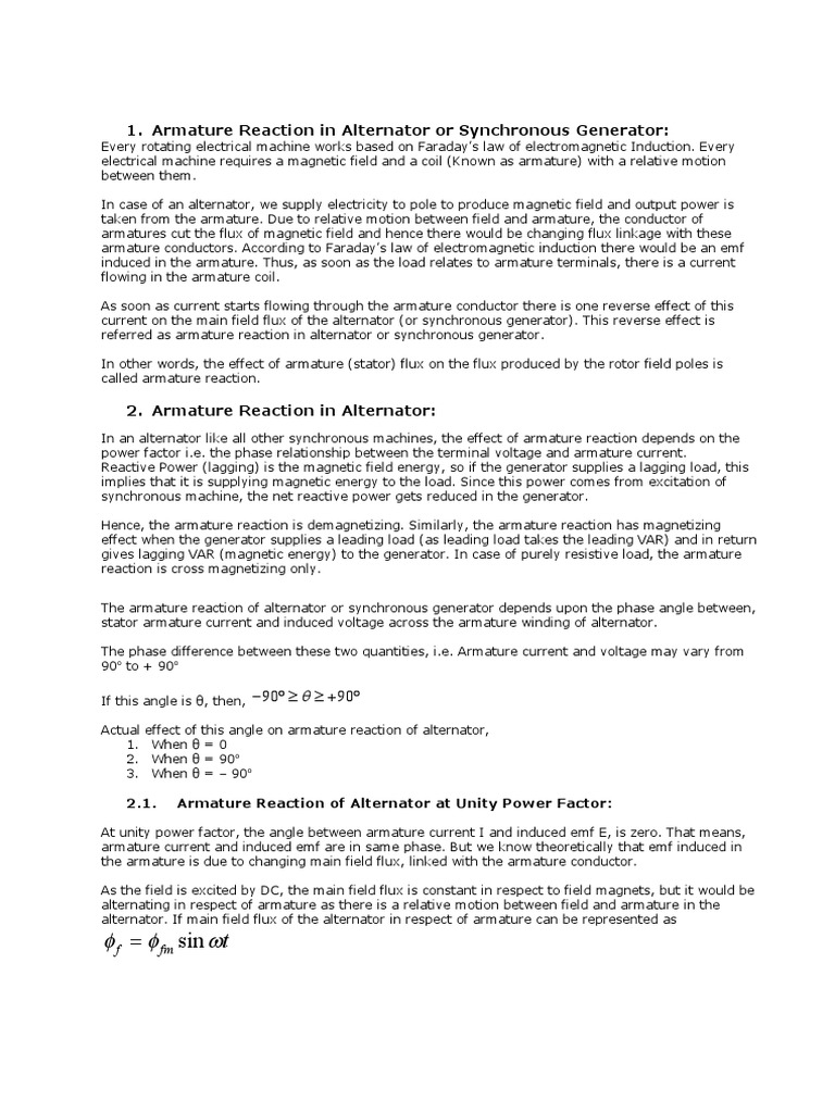 Compensating Armature Reaction in Alternators | PDF | Electromagnetic ...