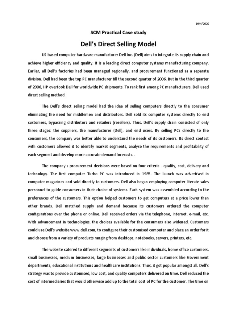 SCM Practical Dell Case Study 2 | PDF | Dell | Personal Computers