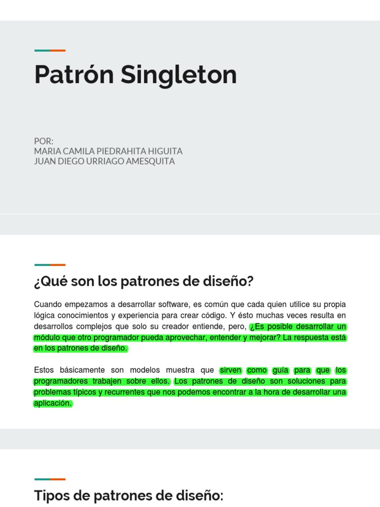Guía del Patrón Singleton en Software | PDF | Objeto (informática ...