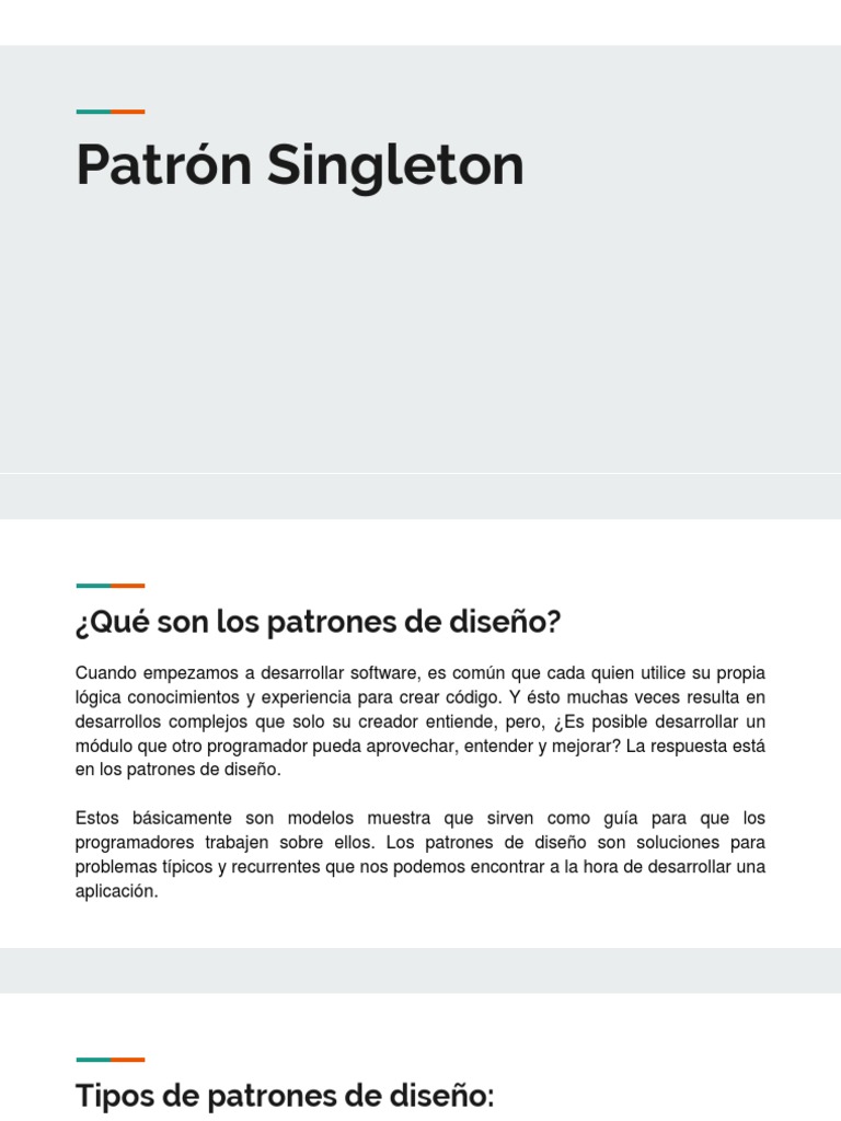 Patrón Singleton | PDF | Objeto (informática) | Patrón de diseño de software