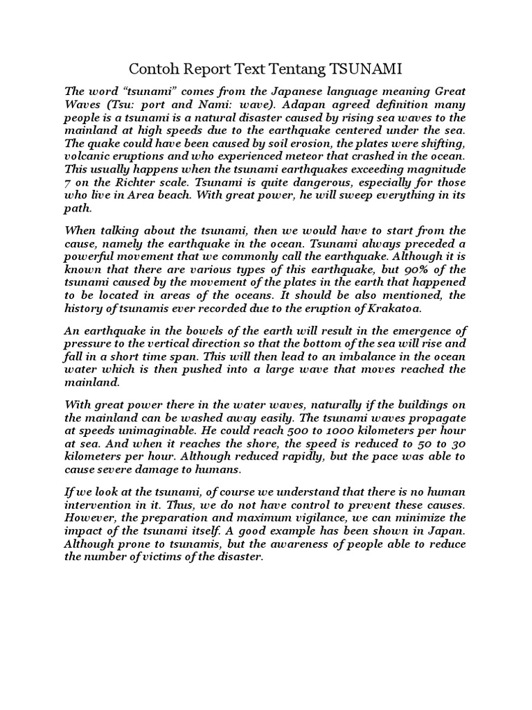 Contoh Report Text Tentang TSUNAMI | PDF