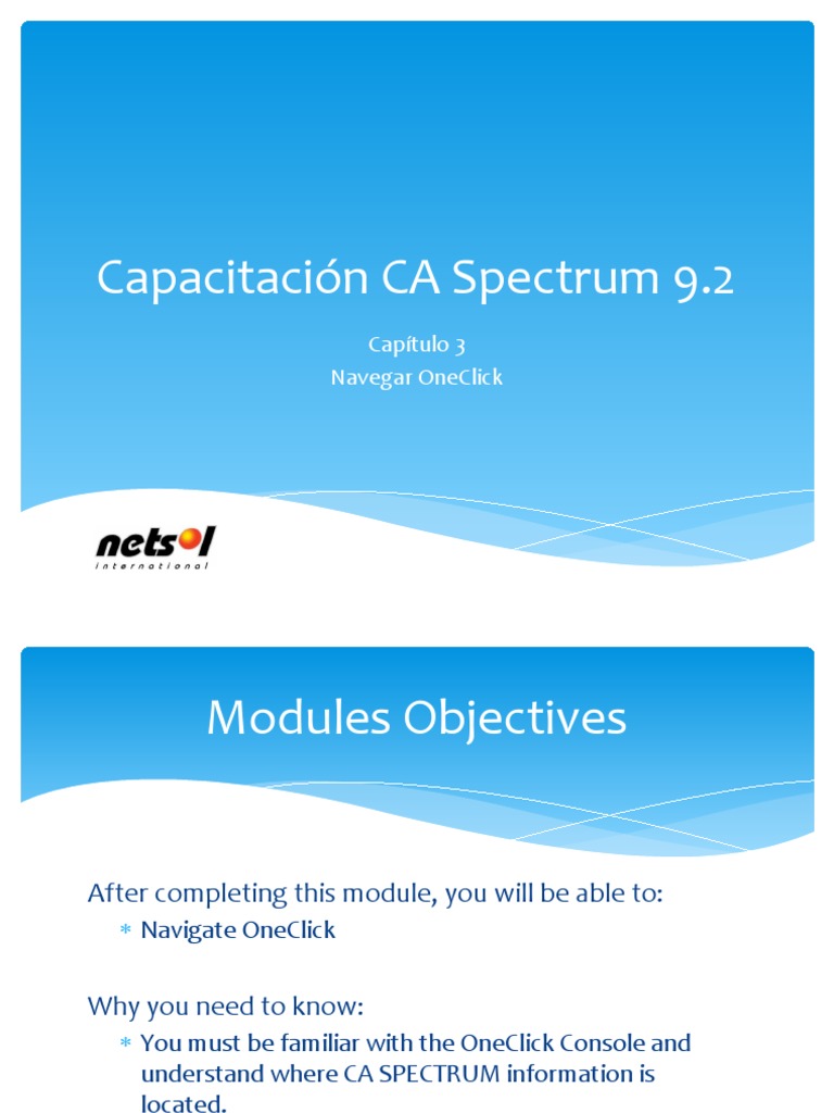 Capacitación Ca Spectrum 9.2: Capítulo 3 Navegar Oneclick | PDF | Icon ...
