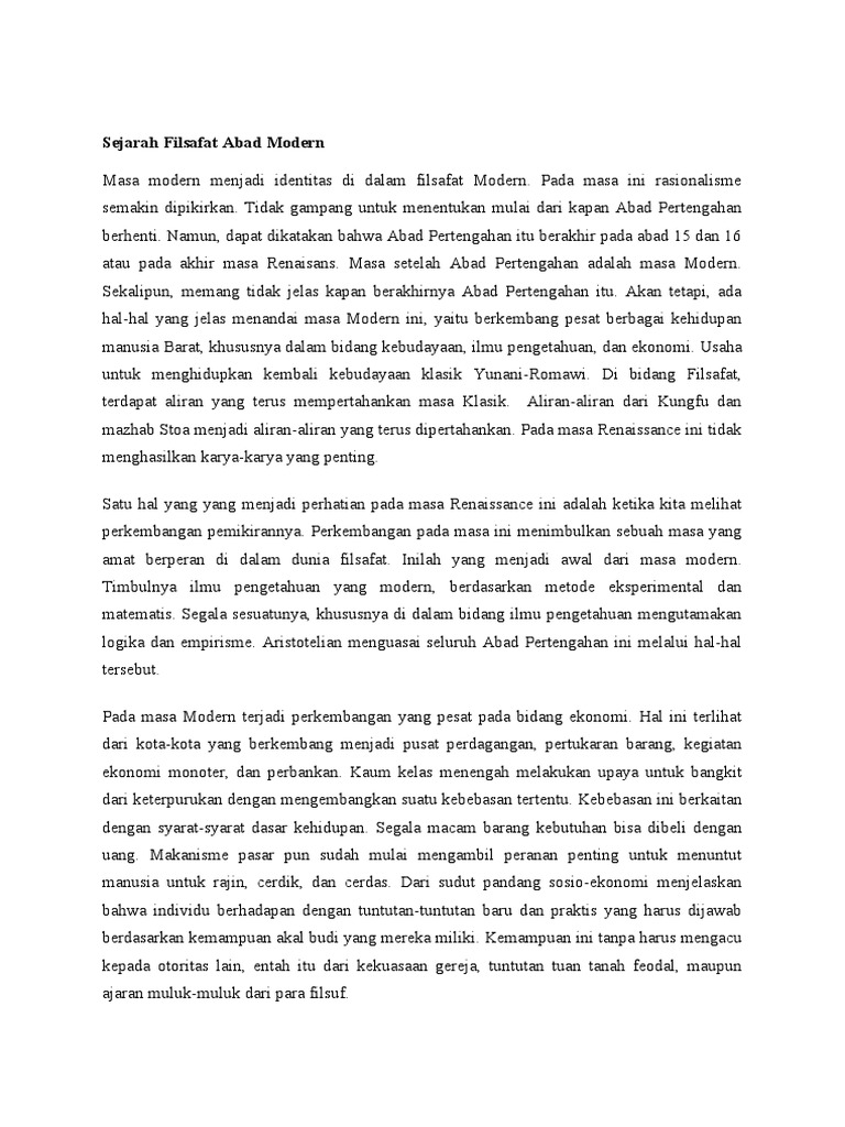 Sejarah Filsafat Abad Modern | PDF