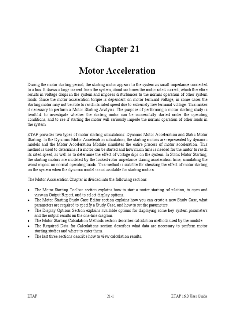 Motor Acceleration: Etap 21-1 ETAP 16.0 User Guide | PDF | Transmission ...