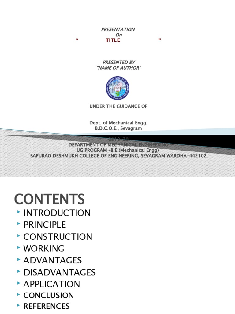 Mechanical Engineering Presentation Overview | PDF