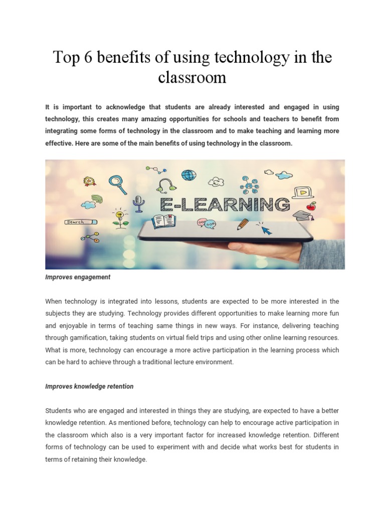 Top 6 Benefits of Using Technology in The Classroom | PDF ...