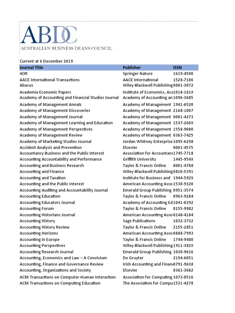 ABDC JQL 2019 0612-1 | PDF | Elsevier | Lexis Nexis