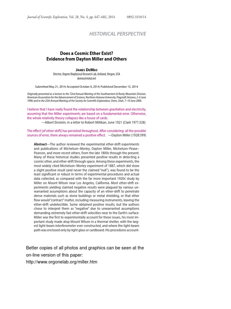 Does A Cosmic Ether Exist Evidence From PDF | PDF | Luminiferous Aether ...