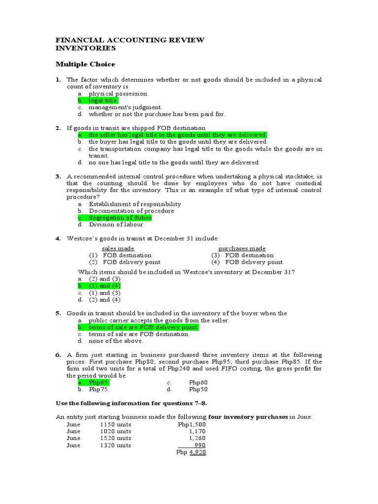 Inventory 2 (Theories & Problems) With Answers | PDF | Inventory ...