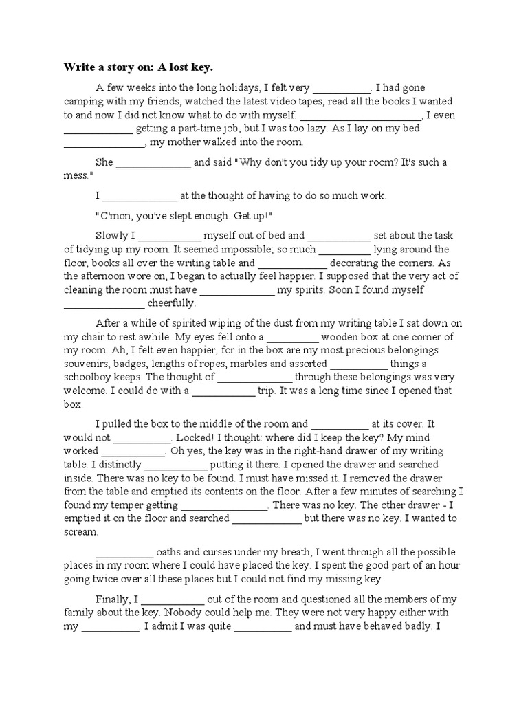 Write A Story On: A Lost Key | PDF