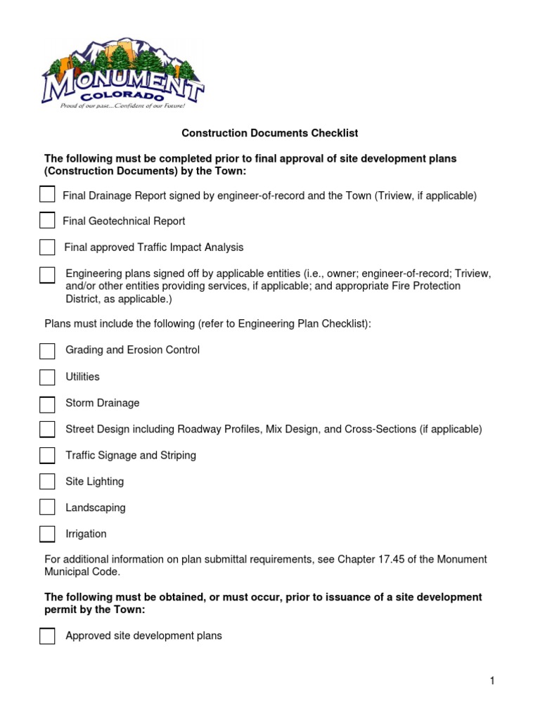 Construction Documents Checklist PDF | PDF | Drainage | Clean Water Act