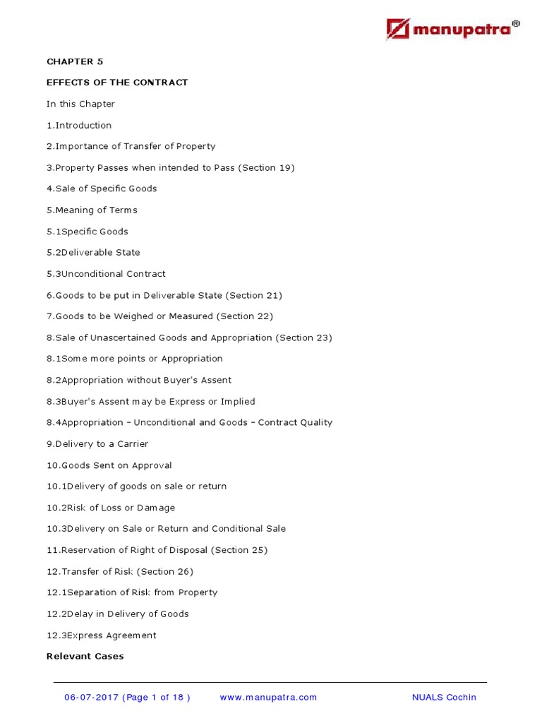 Effects of Contract in Property Transfer | PDF | Bill Of Lading | Sales