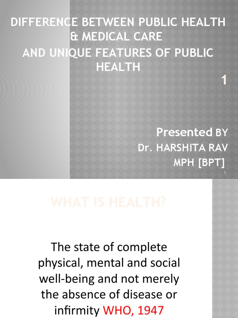 Difference Between Public Health & Medical Care and Unique Features of ...